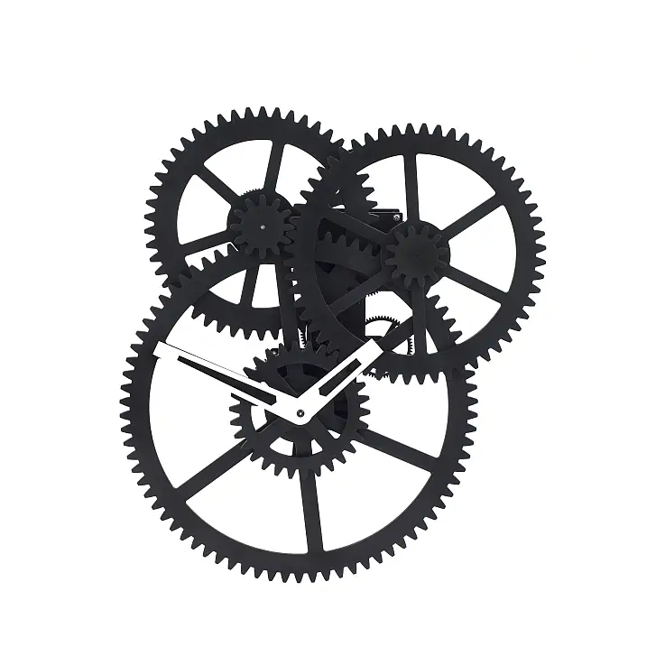 Reloj de pared con engranajes a la vista